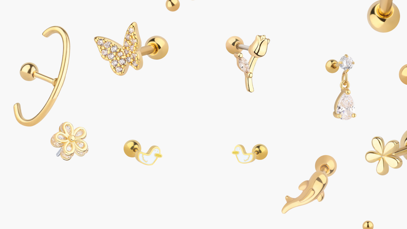 Oumo Jewelry Shop | Daily Jewelry, Ear Piercings, flatback studs ...